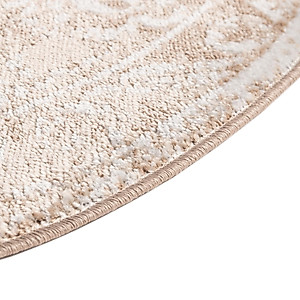 Rugs.com Oxford Collection Rug – 7' Round Beige Low Rug Perfect for Kitchens, Dining Rooms