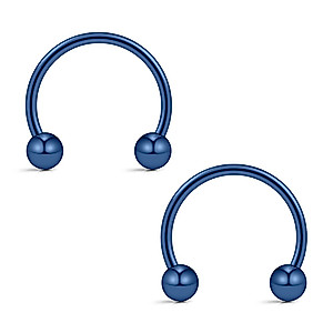 Ruifan 316L Surgical Steel CBR Horseshoe Circular Rings Nose Eyebrow Tragus Lip Ear Hoop Ring Piercing 20G 10MM 12PCS (Mix Color)