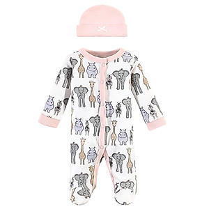 Hudson Baby baby girls Preemie Sleep Play Cap and Toddler T Shirt Set, Pink Safari, Preemie US