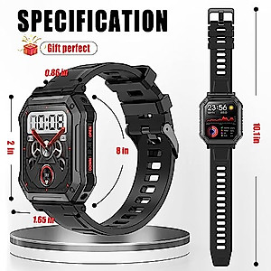 Jireausty Military Smart Watches for Men - 1.91" Smart Watch with Bluetooth Call IP68 Waterproof Smart Watches with Heart Rate Sleep Monitor for Android and iPhone