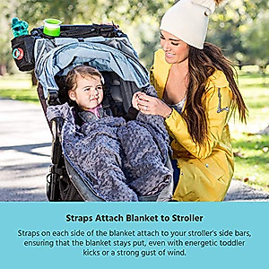 J.L. Childress Cuddle 'N Cover Stroller Blanket - Silky and Minky Fabrics - Blanket Attaches to Stroller - Privacy Cover, Blanket, Sun Shade - 30" x 30" - Grey