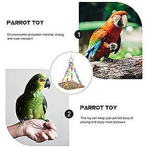 Mipcase 4pcs Cockatiel Chew Natural Perch Chewing Hammock Birdcage with Toys Hanging Cage Wall Bite Mat Parrot Budgerigars Conures Swing Foraging Net Lovebirds Seagrass for