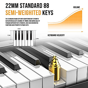 Soulmate Folding Piano Keyboard 88 Keys, Portable Electric Keyboard with Bluetooth MIDI, Full Size Digital Piano Semi-Weighted Touch Sensitive, with Storage Bag for Beginner
