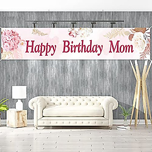 Labakita Large Happy Birthday Mom Banner, Women's Birthday Decorations, Mother Birthday Banner, Happy Birthday Decorations for Women