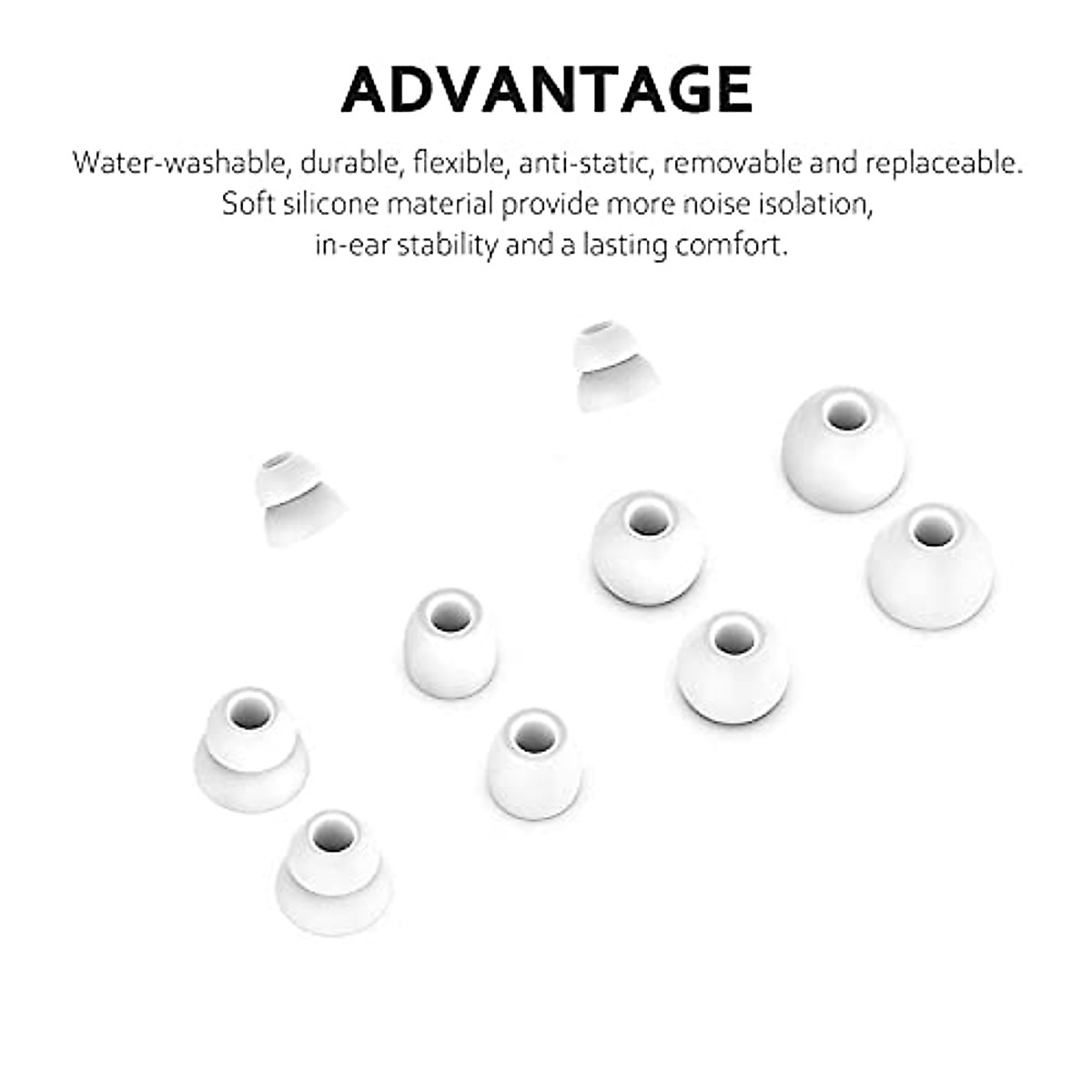 8pcs Replacement Earbuds Silicone Ear Buds Tips Compatible with Beats by dr dre Powerbeats Pro Wireless Earphones (White)