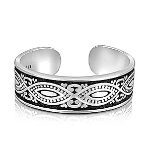 AeraVida Sleek Unisex Balinese Marquise Design Sterling Silver Long Toe or Pinky Ring, 0.20 inch