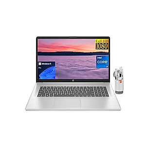 HP 17 Laptop 2024 Newest, 17.3" FHD Display, Intel Core i7-1355U (10 cores), 64GB RAM, 2TB SSD, 1TB HDD, Intel Iris Xe Graphics, Wi-Fi 6, Bluetooth, Numeric Keypad, Windows 11 Pro, with Cleaning Kit