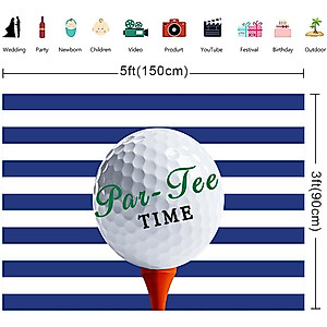 Blue Stripes Par-Tee Golf Backdrop for Birthday Retirement Party 5x3FT Sports Leisure Club Decoration Banner Background Photography Photo Booth Studio Props RBJMYLU272