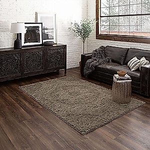 Mohawk Home Francesca Ornamental Medallion Gray 10' x 14' Shag Area Rug Perfect for Living Room, Dining Room, Office