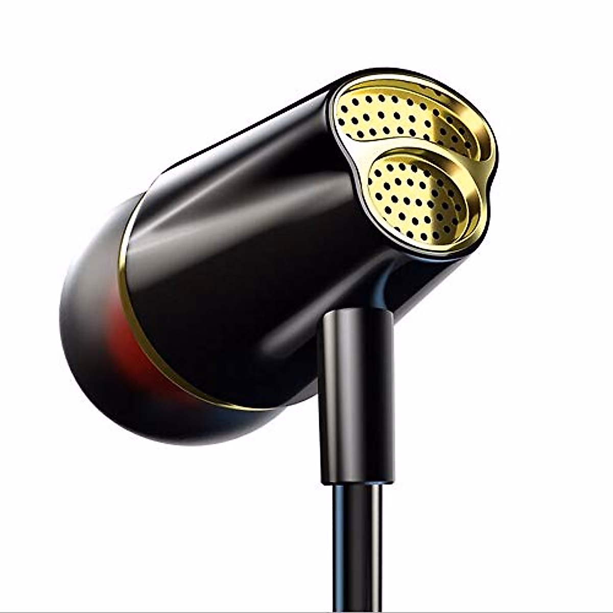 LINHUIPAD Single Earphone One Side Earplugs with Microphone 3.5mm Plug Single Earbud Stereo Sound Reinforced Cord Compatible Samsung,Radio