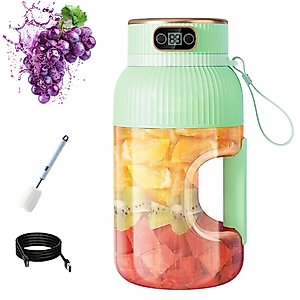 Spida Mount Multifunctional Portable Juicer Cup with Digital Display, Yulyoie Multifunctional Portable Juicer Cup, 3 In 1 Usb Rechargeable Juice Cup Blender (Green, Single cup single lid)