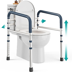 FSA/HSA Eligible - Toilet Safety Rails (350 lb) - Adjustable Toilet Safety Frame & Rails, Toilet Safety Rail for Elderly Adults, Toilet Handles for Seniors, Toilet Bars for Elderly & Handicap