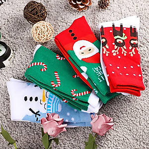 Cooraby 24 Pairs Women Christmas Socks Warm Cotton Crew Xmas Socks for Girls Women Christmas Gifts