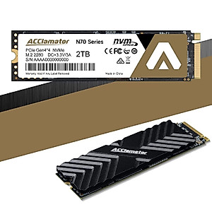 Acclamator 2TB PCIe 4x4 NVMe Read 7300 MB/s M.2 Solid State Drive Compatible with PS5 SSD Equipped with 2GB DDR4 Cache 2280 3D NAND TLC N70
