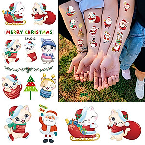 Christmas Temporary Tattoo Santa Claus Kids Tattoo Stickers 116 Pieces Waterproof Reindeer Candy Tree Socks Fake Tattoos Decoration for Girls Christmas Gift Makeup Party Face Body Tattoo Accessories
