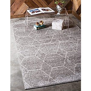Unique Loom Trellis Frieze Collection Area Rug - Geometric (8' x 10', Light Gray/ Ivory)