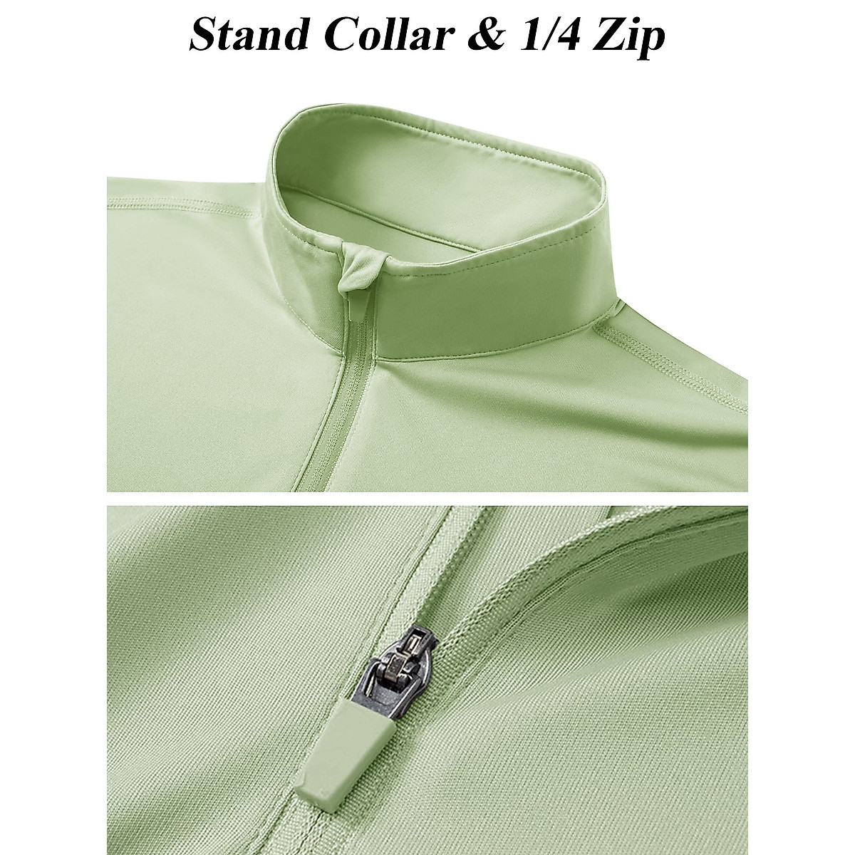 TACVASEN Women's Sun Shirts UV Protection Shirt Long Sleeve Workout Tops for Women Quarter Zip Pullover Light green, XL