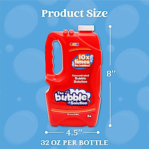 JOYIN 2 Bottles Bubbles Refill Solutions 64oz (up to 5 Gallon) Big Bubble Solution 64 OZ Concentrated Bubble Solution for Bubble Machine, Gun, Wand Refill Fluid Summer, Easter Toys (Red+Purple)