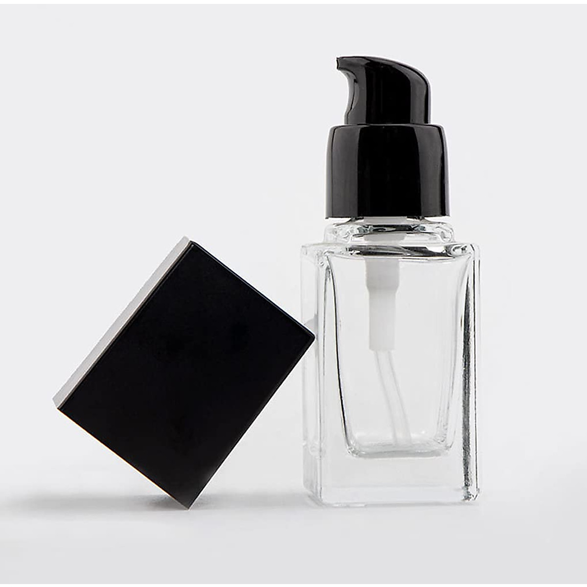 2 PCS 15ML (0.5 oz) Empty Refillable Cream Liquid Foundation Glass Container Pump Bottle Dispenser Storag Bottle for Travel