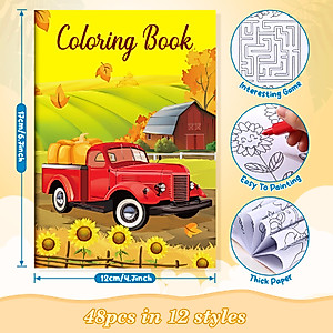 BenLouis 24 Pcs Fall Mini Coloring Books Fall Harvest Party Favors Thanksgiving Activity Book Bulk for Kids Autumn Pumpkin Birthday Thanksgiving Party Favor Goodie Bag Gift Stuffer Classroom Supplies