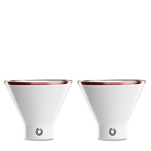 SNOWFOX Premium Vacuum Insulated Stainless Steel Martini Glass -Set of 2 -Martinis Stay Icy Cold -Stemless Cocktail Glasses -Elegant Home Entertaining -Bold Beautiful Barware Set -8 oz -White/Gold