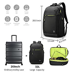 Swissdigital Design JAVA large travel backpack for men，17 Inch large Laptops Backpack with USB Charging Port，Carry on Business Backpack With RFID Protection
