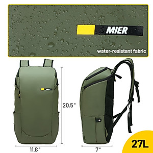 MIER Water Resistant Travel Backpack for Men Women, Carry On Commuter Back Pack Casual Daypack with Multiple Pockets for Work Hiking Outdoors (27L, Green)