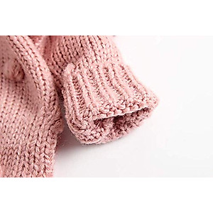 Toddler Newborn Baby Boys Girls Pompoms Soft Cardigan Sweater Kids Warm Knitted Pullover Tops Winter Clothes (Pink, 4-5T(100))