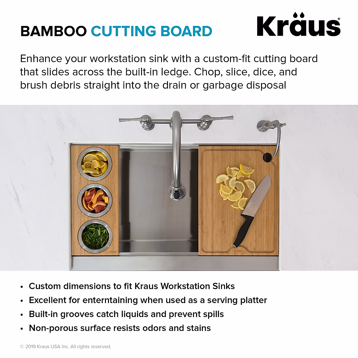 Kraus KCB-WS102BB Kore Cutting Board, 16 3/4" x 10 3/4"
