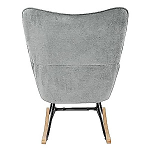 DAGONHIL Nursery Rocking Chair Armchair for Mom and Baby Modern Glider Chair with Soft Seat and High Backrest for Nursery Living Room Bedroom Balcony Offices Grey
