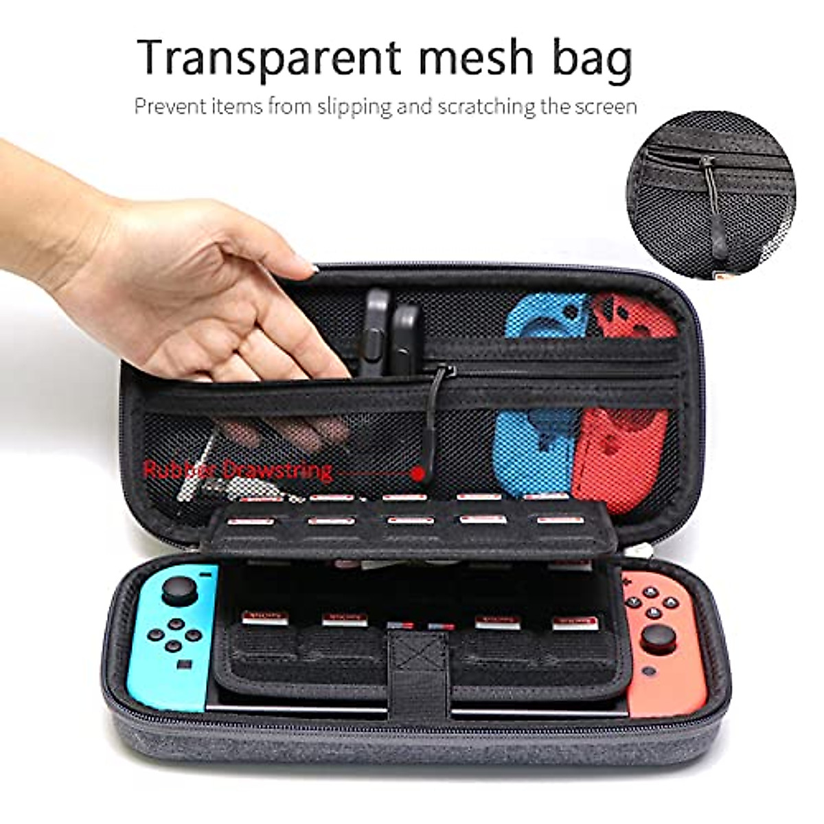 CUTEH Storage Bag for Switch, Console Handheld Carrying Case with 19 Game Card Holders Pouch Travel Bag