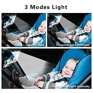 Moyu Home Baby Car Mirror,3 Modes LED Lights Back Seat Rear Facing toddler Safety Mirror,11.4" X 7.1"Wide View with 360 Pivoting,Shatterproof Glass Black