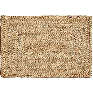 Jaipur Special Hausattire Jute Braided Placemats 13x19 Inches - Natural, Farmhouse Reversible Woven Mats for Kitchen & Dining Table (Set of 4)