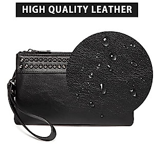 VASCHY Wristlet Clutch Purses, SAC Large Studs Soft Faux Leather Crossbody Evening Clutch Wallet for Women Black