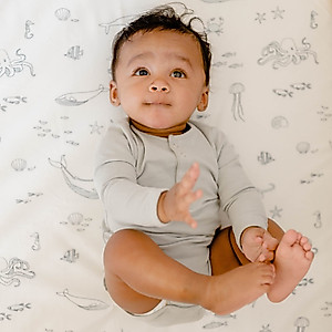 Stokke Sleepi Fitted Sheet by Pehr, Life Aquatic - Soft Sheets for Stokke Sleepi Crib/Bed - Available in Playful Patterns - 100% Cotton Percale