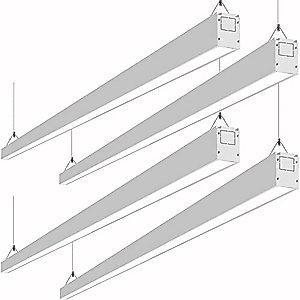 hykolity 8FT Linkable LED Linear Light, 80W 9200lm 3000K/4000K/5000K CCT Selectable, 0-10V Dimmable Architectural LED Suspension Office Lighting Fixture for Market, Garage, ETL,4 Pack - Silver