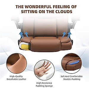 SEATZONE Office Desk Chair, High Back Ergonomic Managerial Executive Chairs, Headrest and Lumbar Support Desk Chairs with Wheels and Armrest, Camel