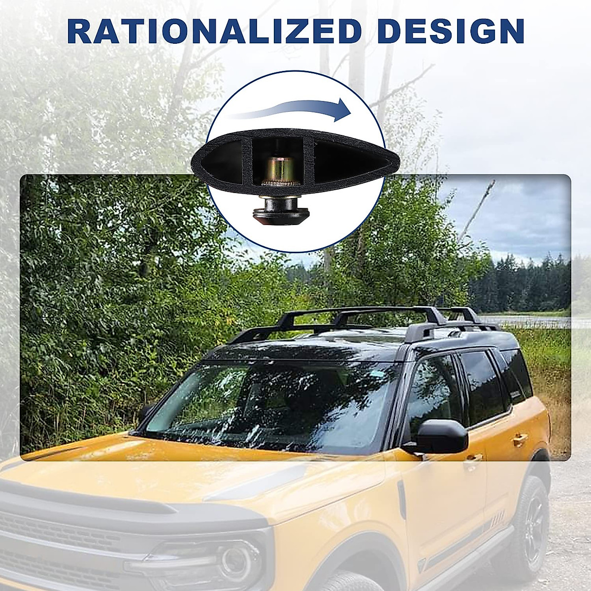 AUXPACBO Cross Bars Fits for Ford Bronco Sport Base & Bigbend 2021 2022 2023 2024 & Outer-Banks 2021 On-Road Adjustable Roof Rack Crossbar Luggage Rack Cargo Carrier (2Pcs)