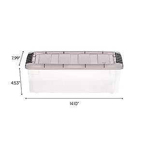 IRIS USA 6 Quart Stack & Pull Clear Storage Box, Gray, 12 Pack