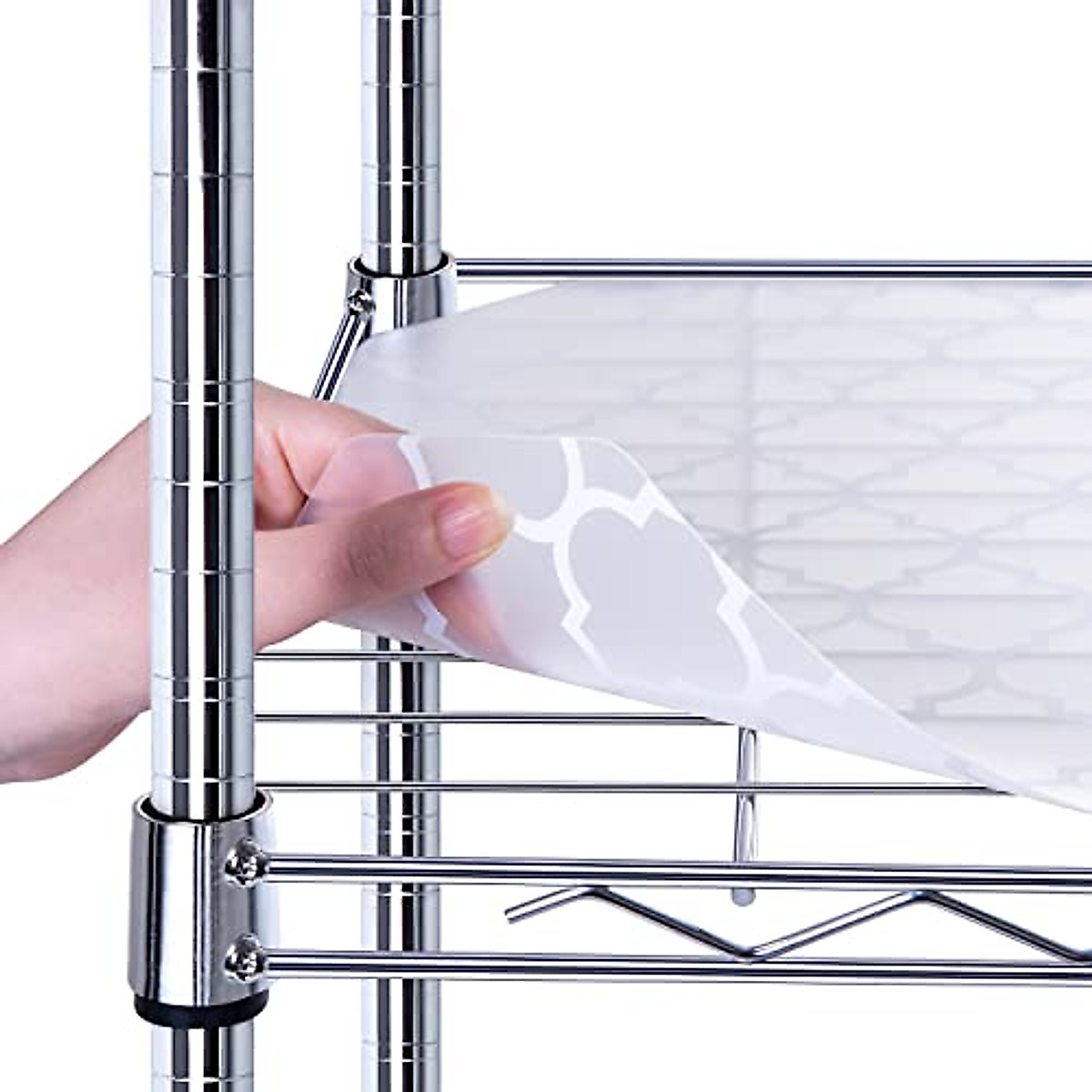 BRIAN & DANY Wire Shelf Liner 18" X 24", Heavy Duty Shelf Liners for Wire Shelving, Waterproof Protector Mats, Set of 5, Quatrefoil Grey