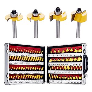 EilxMag 100 Pieces Router Bit Set, Router Bits 1/4 Inch Shank with Aluminum Storage Case Tungsten Carbide Router Bits Kit for Professional Woodworking