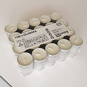 Ikea 500.979.95 Glimma Unscented Tealights, 100-Pack
