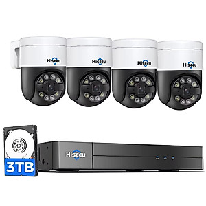 [3TB HDD+Human Tracking] Hiseeu 4K PoE Security Camera System,CCTV Camera Security System w/5MP Home Security Cameras, PTZ 270°Pan 90°Tilt，2-Way Audio,Remote Access,Night Vision,Waterproof,7/24 Record
