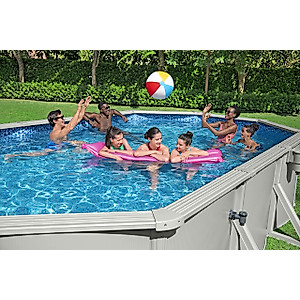 Bestway Hydrium Galvanized Steel Wall Above Ground Pool Set 20' x 12' x 48" | Semi-Permanent, Year-Round Oval Swimming Pool | Includes Sand Filter, Skimmer, Ladder, Ground Cloth, Cover