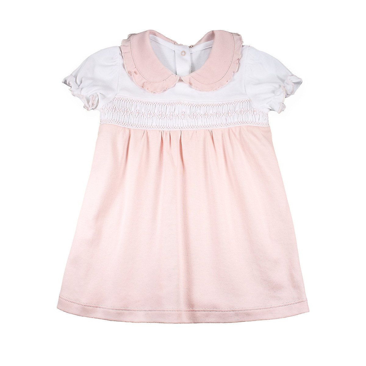 Dakomoda Baby Girls' 100% Organic Pima Cotton Dress - Pink Smocked Easter Dress Diaper Cover 9-12