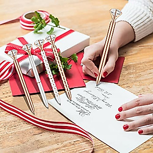 PASISIBICK 4 PCS Diamond Pens Bling Crystal Metal Ballpoint Pen Office Supplies, Rose Gold/Silver/White With Rose Polka Dots/Rose Gold With White Polka Dots, Includes 4 Pen Refills