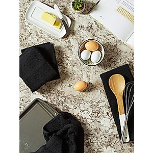 DII Basic Terry Collection Waffle Dishtowel Set, 15x26, Solid Black, 4 Piece