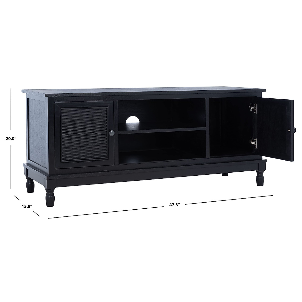 SAFAVIEH Home Collection Ryder Black 2-Door 1-Shelf Entertainment Stand up to 55" Flatscreen TV Media Unit