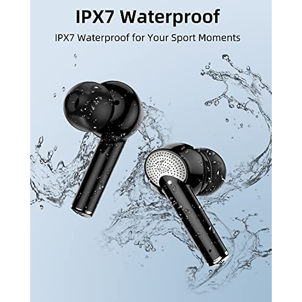 Bluetooth 5.3 Earbuds, HiFi Stereo with 13mm Special Driver, Wireless Headphones in Ear Light-Weight, LED Digital Display, 40H Playtime, IPX7 Waterproof, Bluetooth Earphones 4 Mics for Android iOS