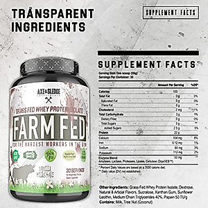 Axe & Sledge Supplements Grass-Fed Whey Protein Isolate, Digestive Enzymes, 22 Grams Protein, 30 Servings, Vanilla Milkshake